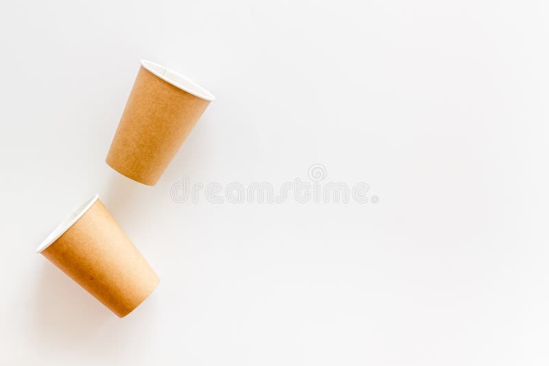 Empty Paper Cups for Coffee To-go from Cafe on White Background Top ...
