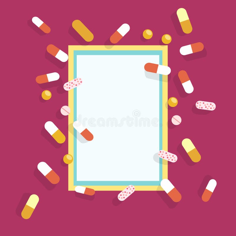 Empty Paper Frame Background with Drugs Medicine Capsule Pill Stock ...