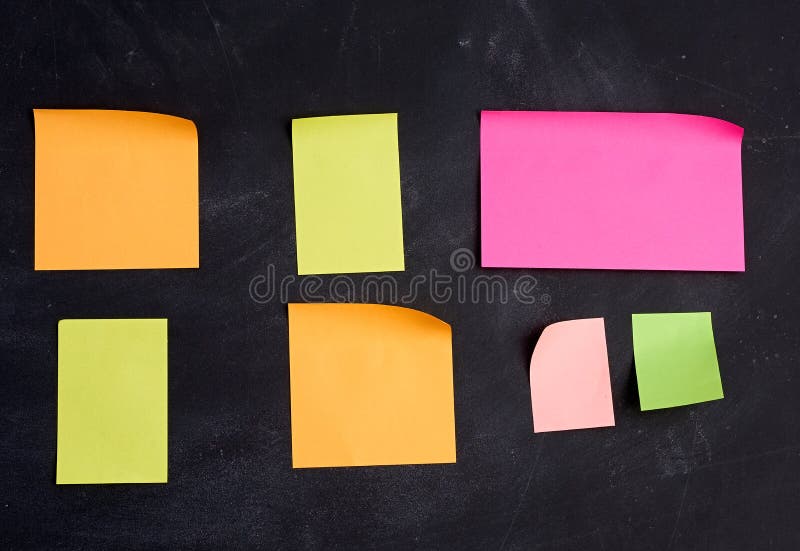 Empty Paper Multi-colored Stickers are Glued on a Black Board Stock ...