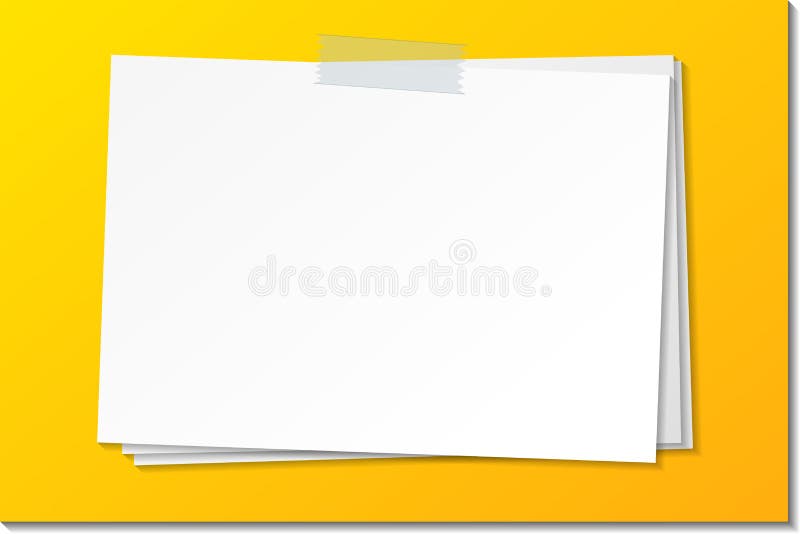 Empty Paper Note Template Stick with Tape Stock Vector - Illustration ...