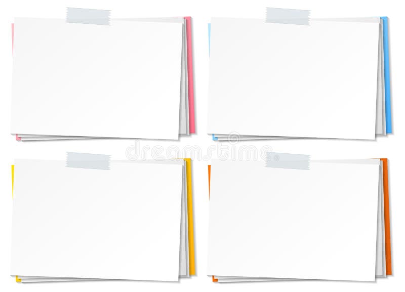 Empty Paper Note Template Stick with Tape Stock Vector - Illustration ...