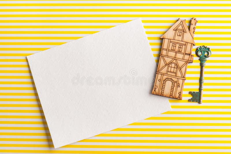 Empty Paper Note, Wooden House and Key Stock Image - Image of shower ...