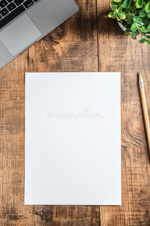 Empty Paper and Pen on Desk Stock Photo - Image of stationery, writing ...