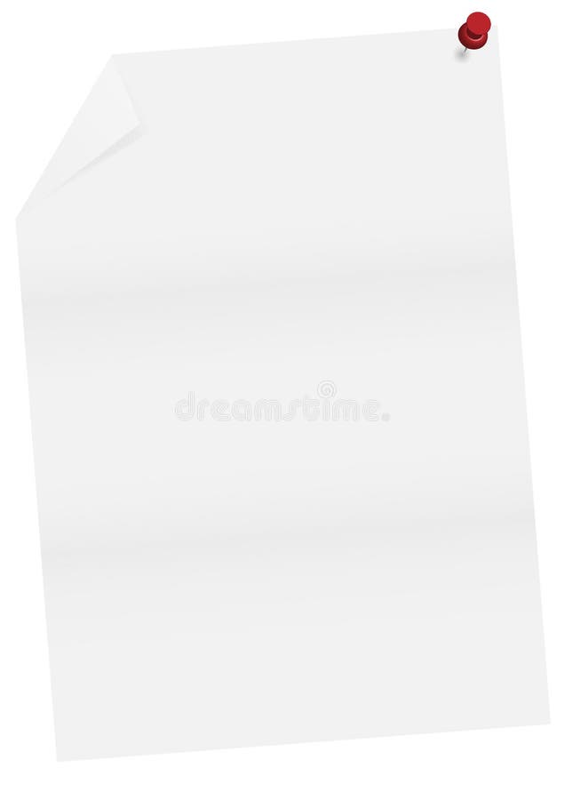 Vector Mockup White Sheet Of Notebook Paper With A Red Push Pin