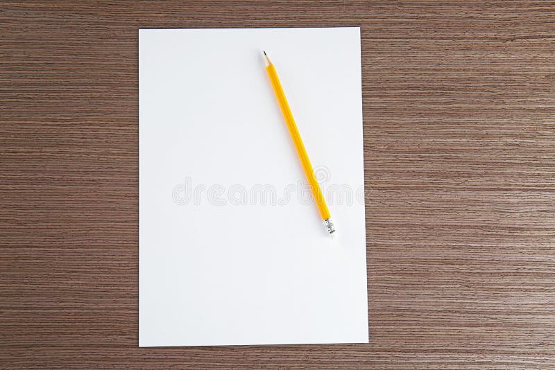 Empty Paper Sheet with Pencil on Table Stock Photo - Image of employee ...