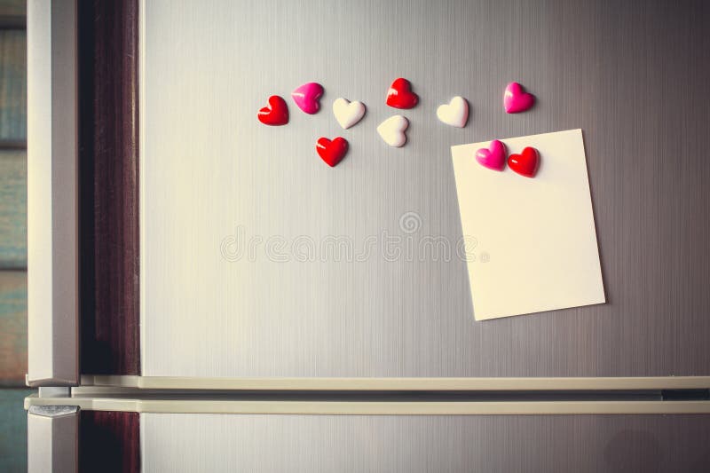 Empty Paper Sheet on Refrigerator Door with Magnetic Clip Paper Note ...