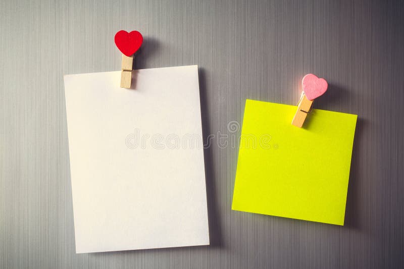 Empty Paper Sheet on Refrigerator Door with Magnetic Clip Paper Note ...