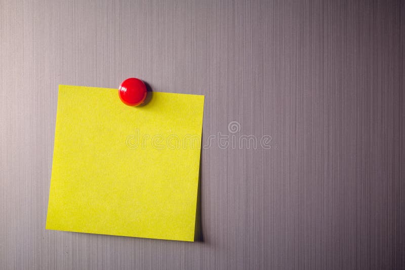 Empty Paper Sheet on Refrigerator Door with Magnetic Clip Paper Note ...