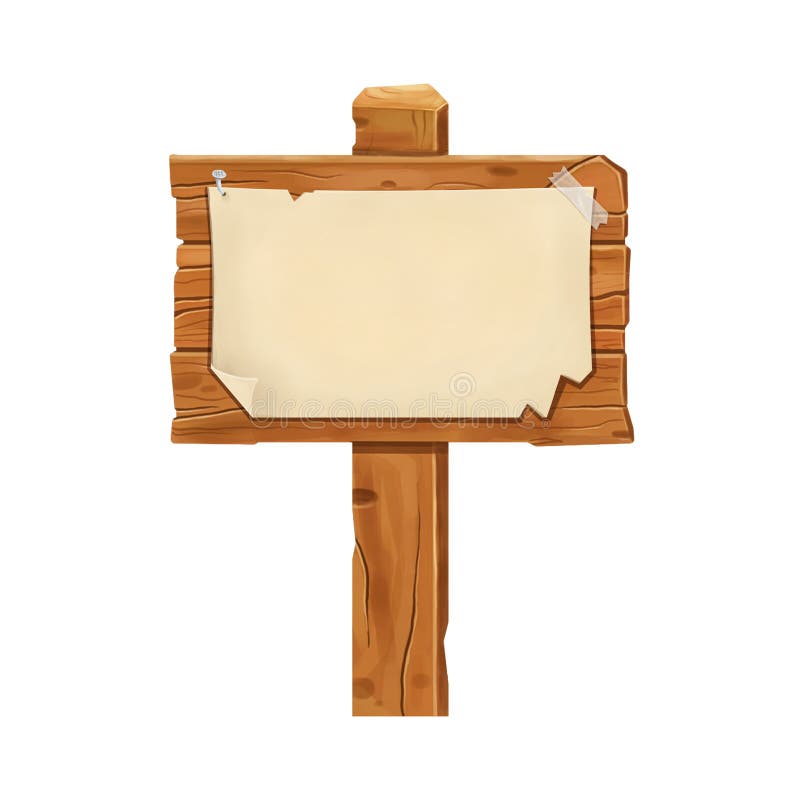 Empty Paper Sheet on Wooden Signboard Isolated. Element for Design ...