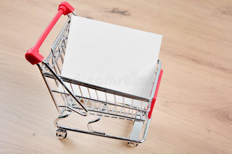 Empty Paper in a Shopping Cart on Table Stock Image - Image of empty ...