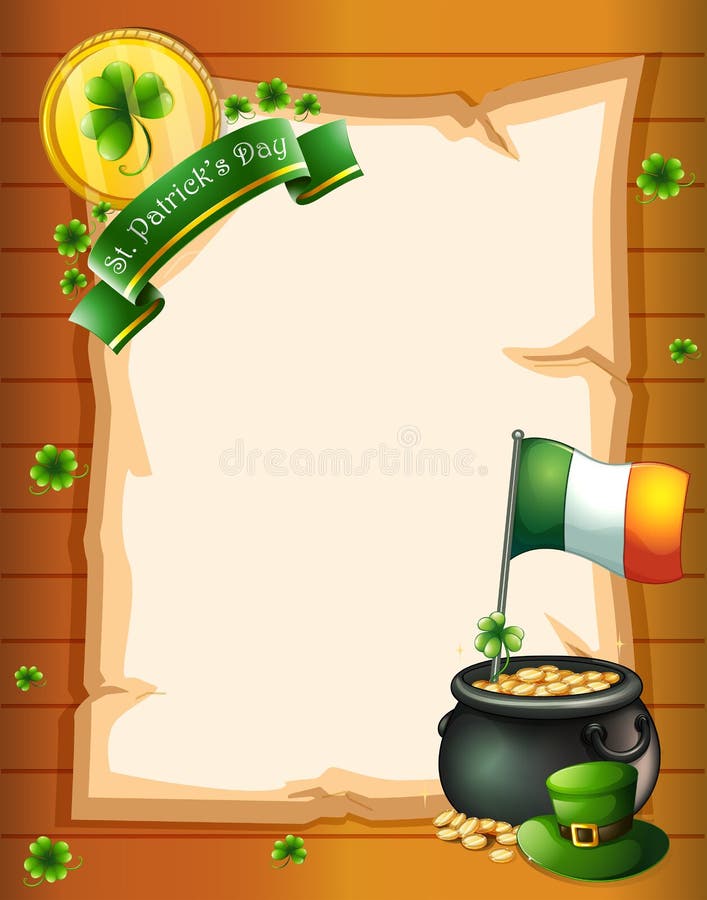 St Patricks Day Leprechaun Hat Pot Of Gold Frame Stock Illustration ...