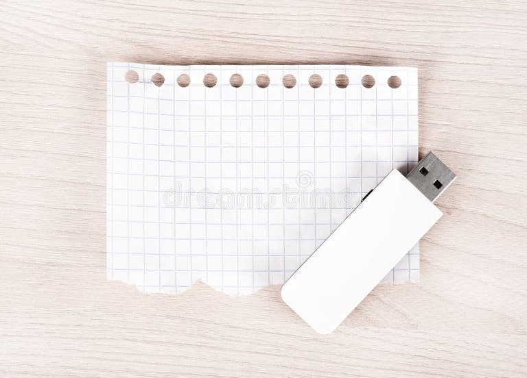 Empty Paper with a USB Drive Stock Image - Image of document, page ...