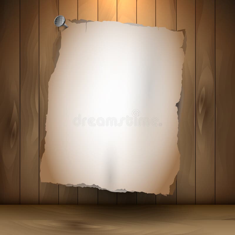 Empty Paper on Wooden Background Stock Illustration - Illustration of ...