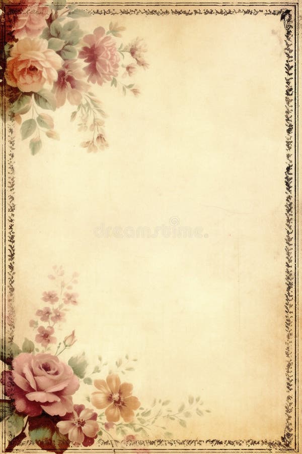Empty Parchment Page with Floral Frame, Created with Generative AI ...