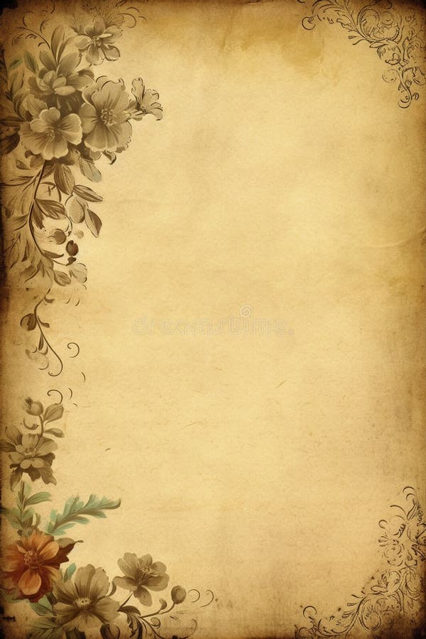 Empty Parchment Page with Floral Frame, Created with Generative AI ...
