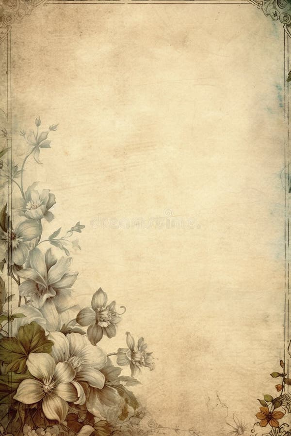 Empty Parchment Page with Floral Frame, Created with Generative AI ...