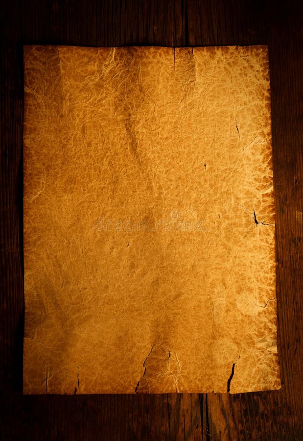 Empty Parchment on Wooden Table Stock Photo - Image of parchment ...