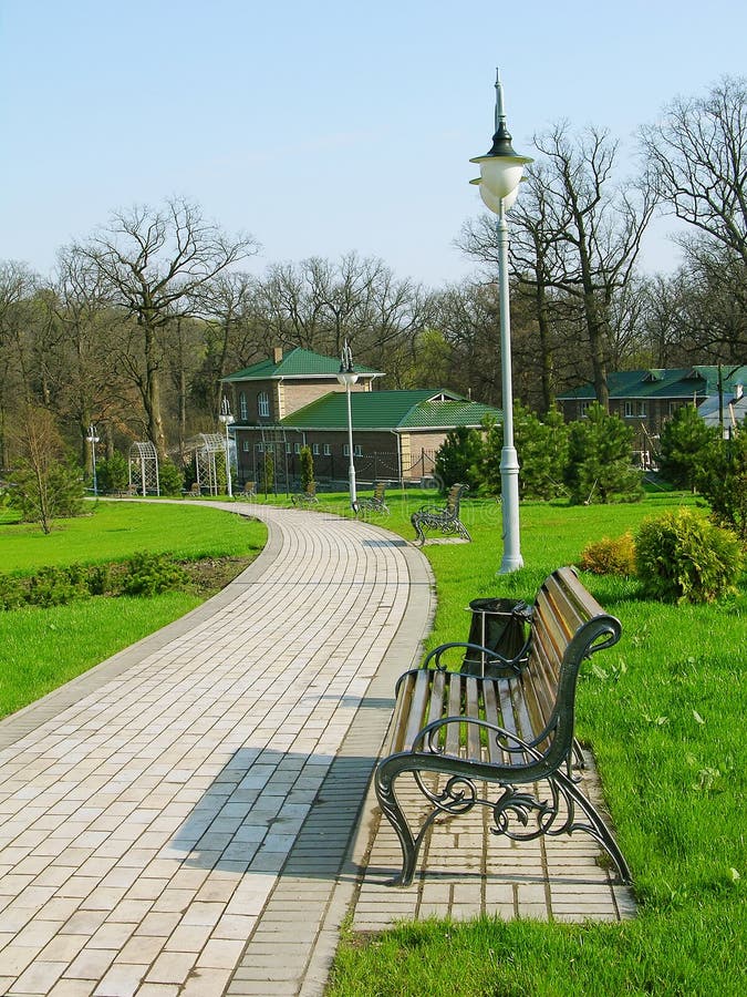 Empty park stock photo. Image of lantern, city, road - 11022134