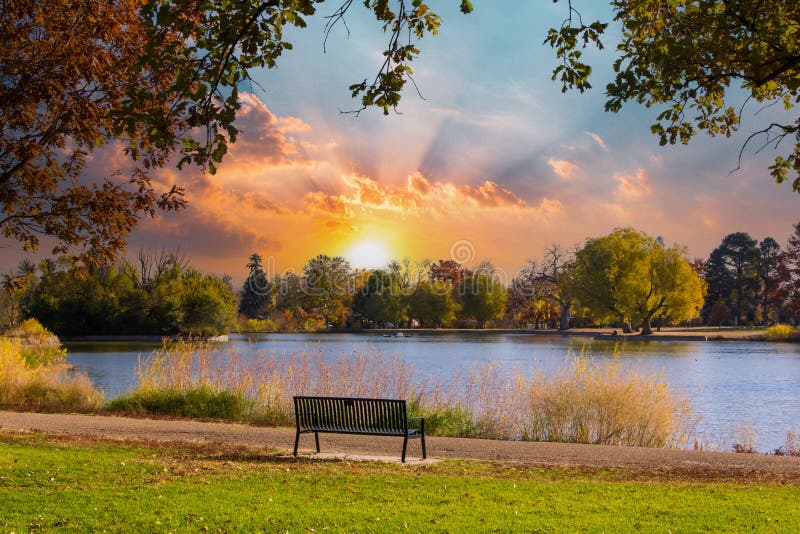 Empty Park in the East End Area of Washington D.C. with Colorful Plants ...