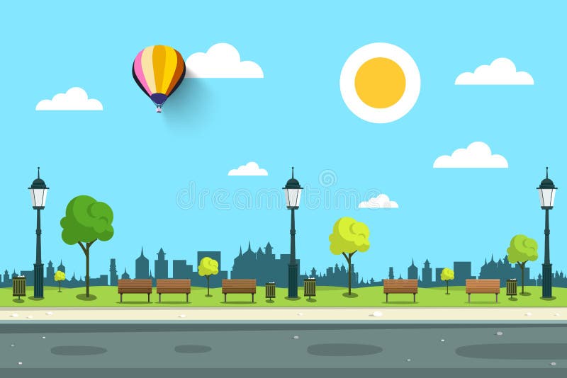 Empty Park - Playground - City Garden Stock Vector - Illustration of ...