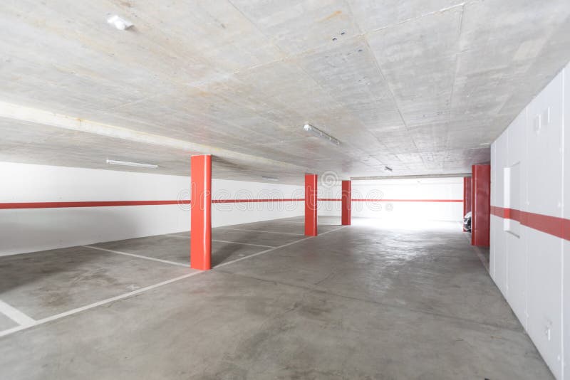 Empty Parking in the Basement of a Building Stock Image - Image of ...