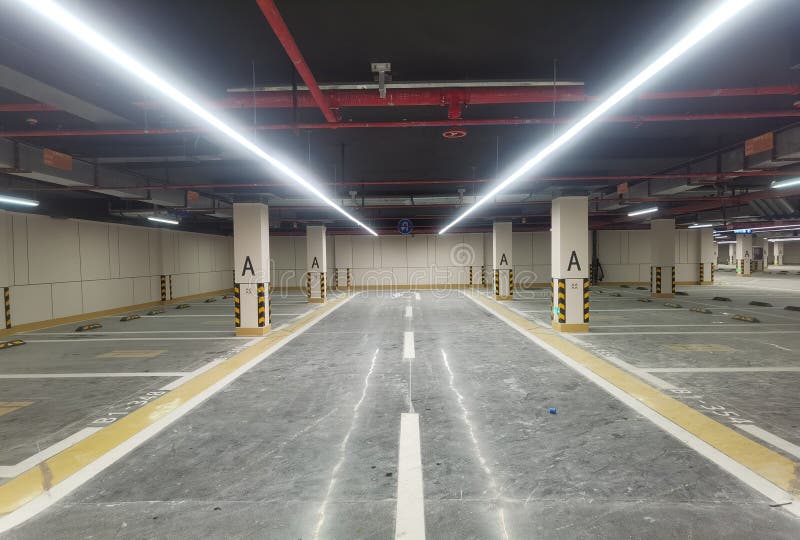 Empty Parking Building on Basement Underground Stock Photo - Image of ...