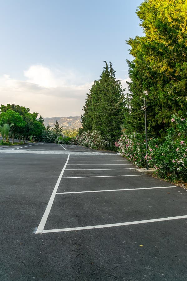 Empty parking for cars stock image. Image of area, line - 268450613