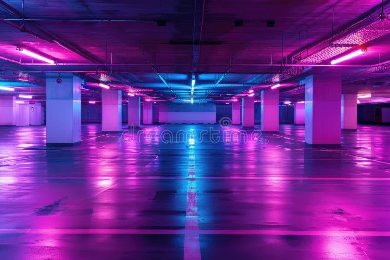 Empty Parking Garage Pink Lights Stock Photos - Free & Royalty-Free ...