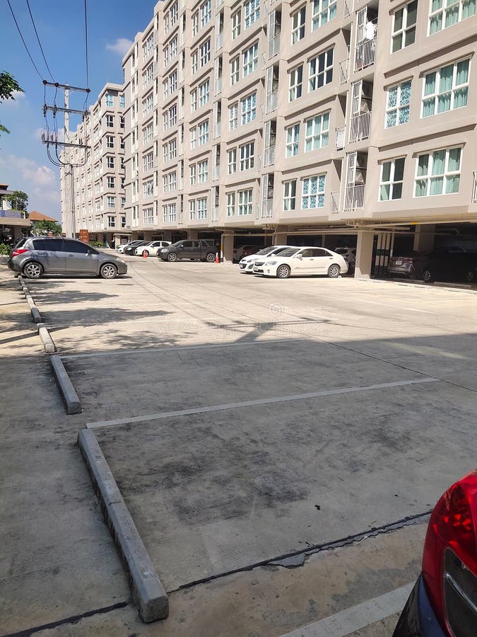 Empty Parking Lot in the Apartment Editorial Photography - Image of ...