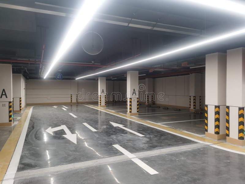 Empty Parking on Basement Underground Stock Image - Image of park ...
