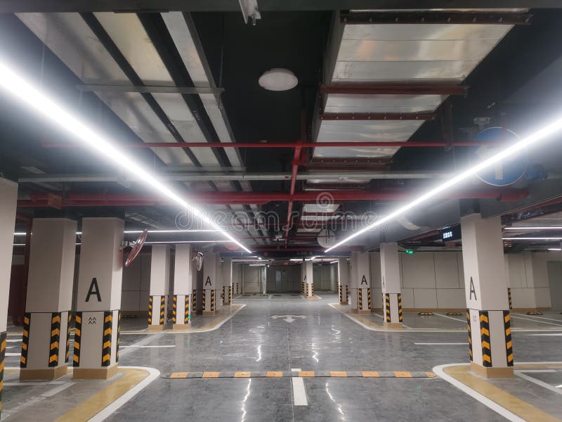 Parking on Basement Underground Stock Image - Image of park, space ...
