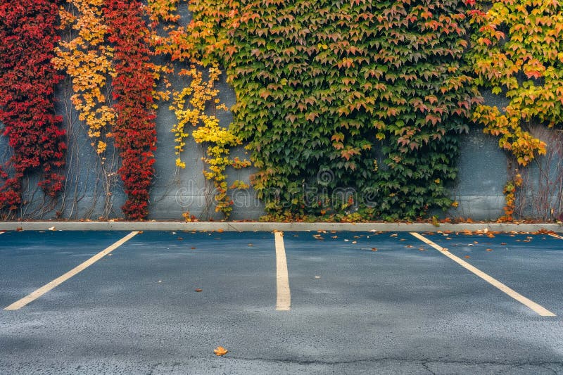 Empty Parking Lot with Foliage Wall in the Background Stock ...