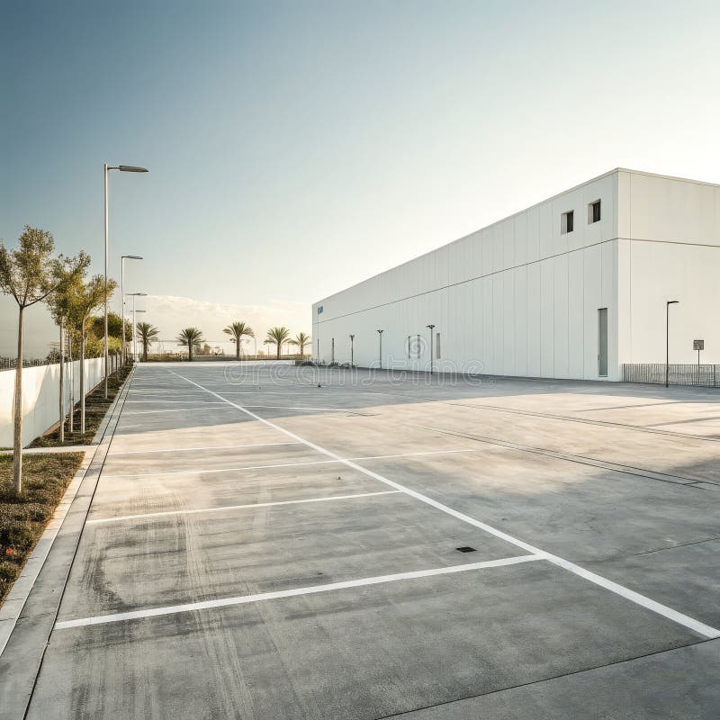 Empty Parking Lot Near Modern White Building, Parking, Architecture ...