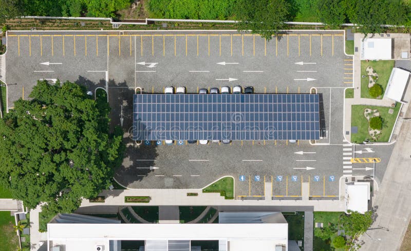 Empty Parking Lot with Solar Panel Space in Middle Stock Photo - Image ...
