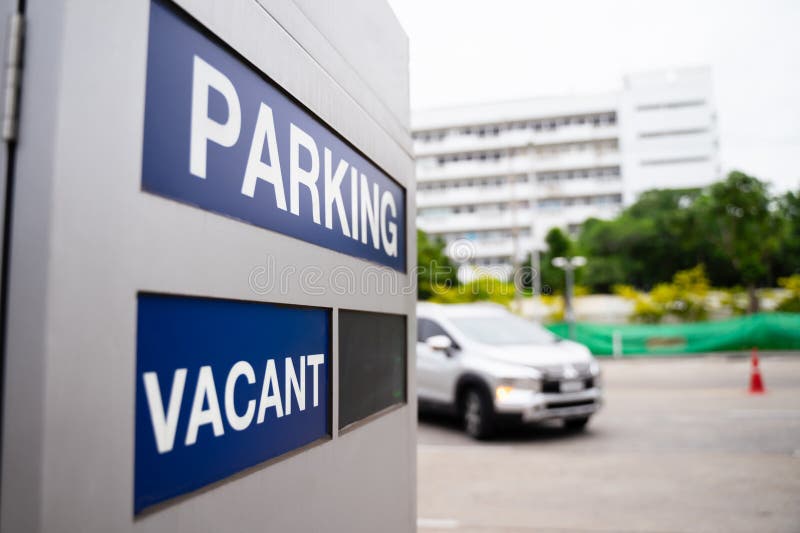 Empty Parking Signs of Shopping Malls and Office Buildings Stock Photo ...