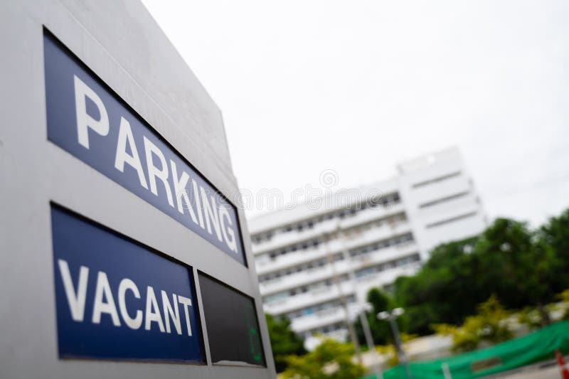 Empty Parking Signs of Shopping Malls and Office Buildings Stock Photo ...