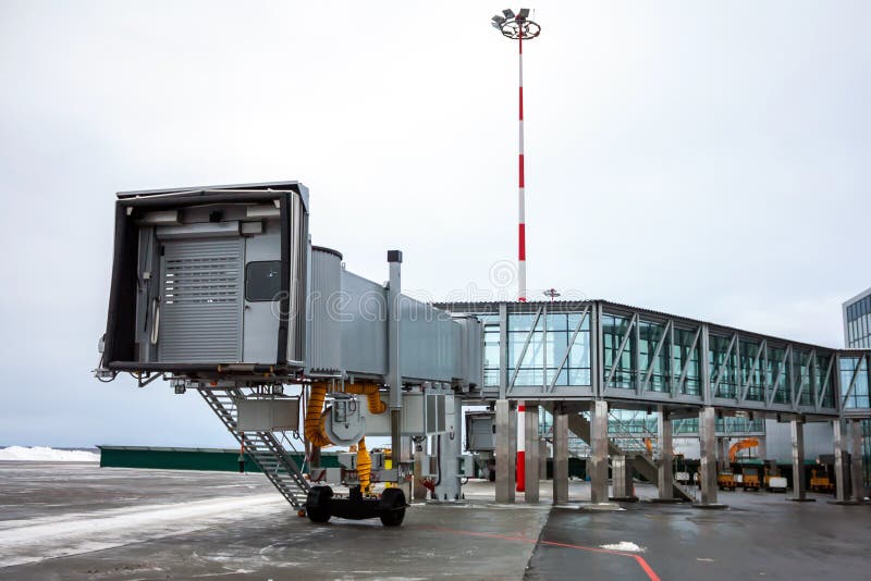 Empty Air Bridge at the Airport Apron Stock Photo - Image of gate ...
