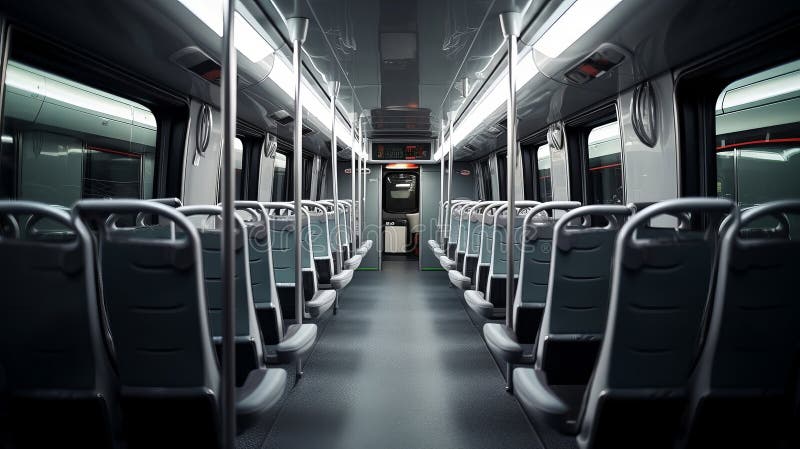 Empty Passenger Bus Interior. Generative AI. Stock Illustration ...