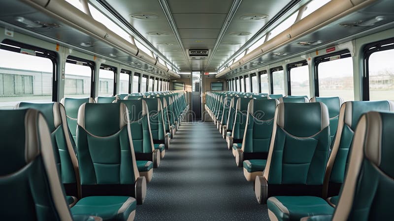Empty Passenger Bus Interior. Generative AI. Stock Illustration ...
