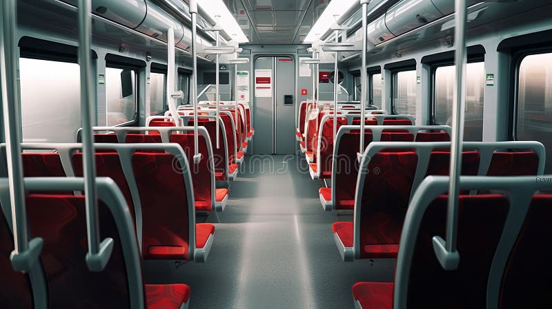 Empty Passenger Bus Interior. Generative AI. Stock Illustration ...