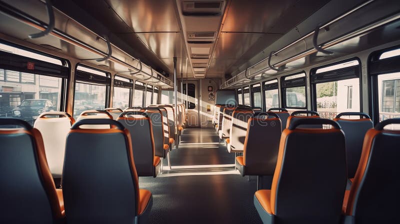 Empty Passenger Bus Interior. Generative AI. Stock Illustration ...
