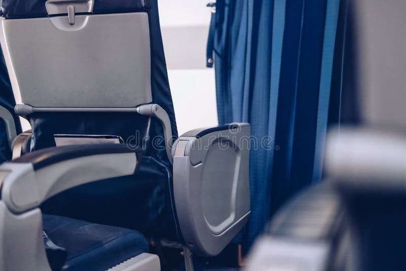 Passenger Seat Inside Airplane. Chair in Aircraft Stock Photo - Image ...