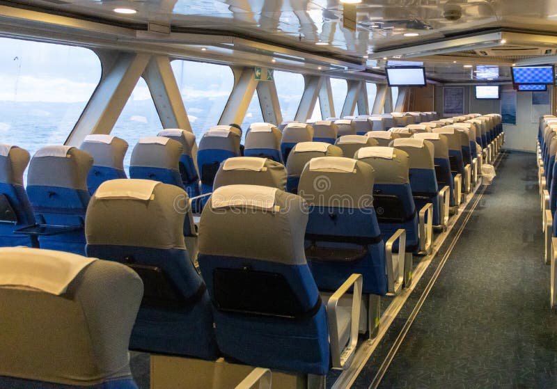 Empty Passenger Seats in a Cruise Ship. Sea Passenger Transport Stock ...