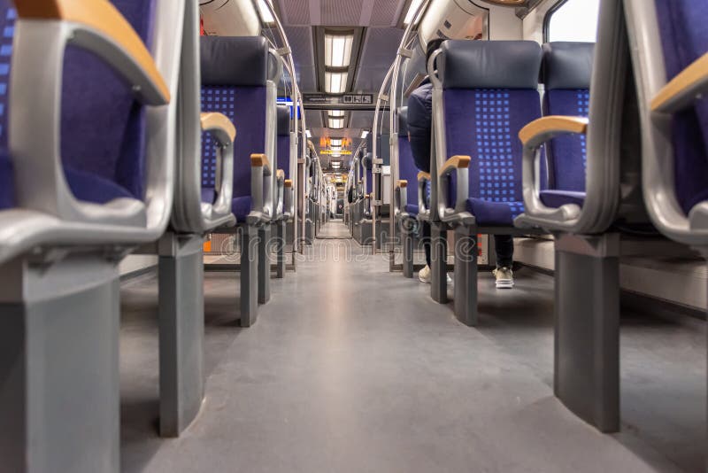 An Empty Passenger Train with Seats Stock Image - Image of corridor ...