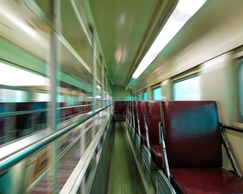 Empty Passenger Train Car with Motion Blur Stock Photo - Image of ...