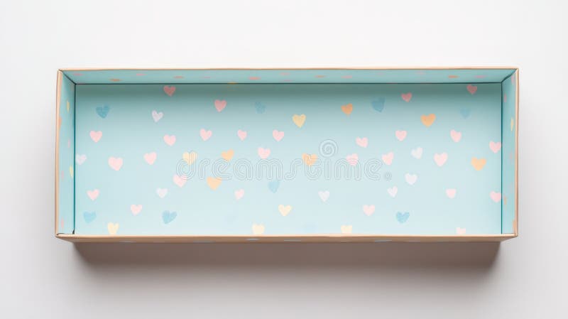 Empty Pastel Blue Box with Heart Decorations Stock Illustration ...