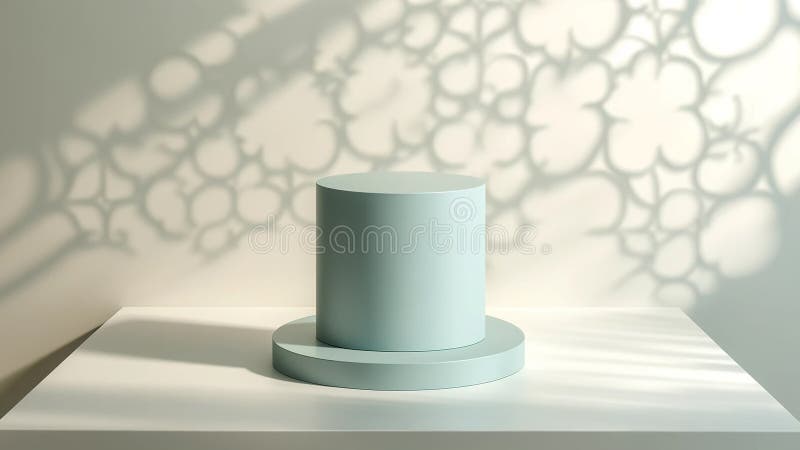Empty Pastel Blue Cylinder Shape Podium, Set upon a Pristine White ...