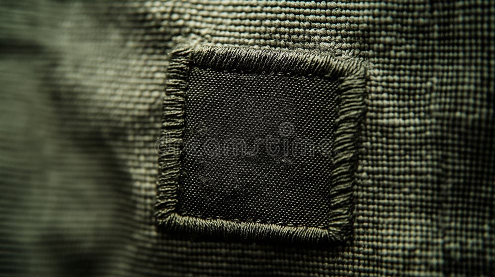 Green Nylon Material with Visible Stitches Sewn Onto an Empty Patch ...