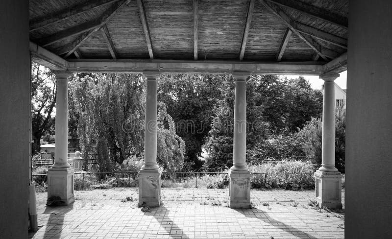 An Empty Patio during the Summer Stock Photo - Image of blackandwhite ...