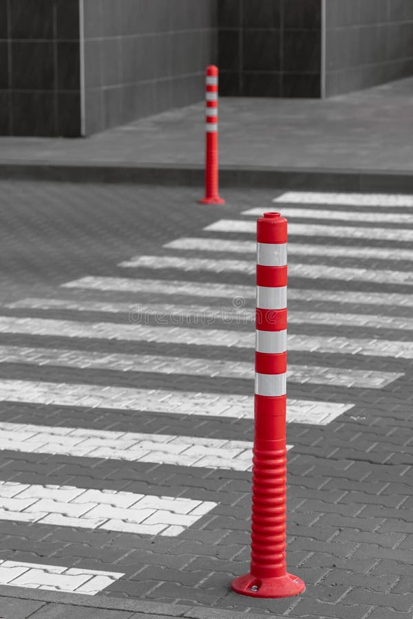 Empty Pedestrian Crossing and Rubber Signal Posts Stock Image - Image ... Empty Pedestrian Crossing and Rubber Signal Posts Stock Image - Image ...